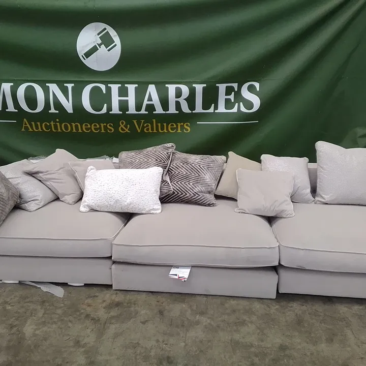 BOODLES GRAND SOFA - ECRU MIX FABRIC 4366147-Simon Charles Auctioneers